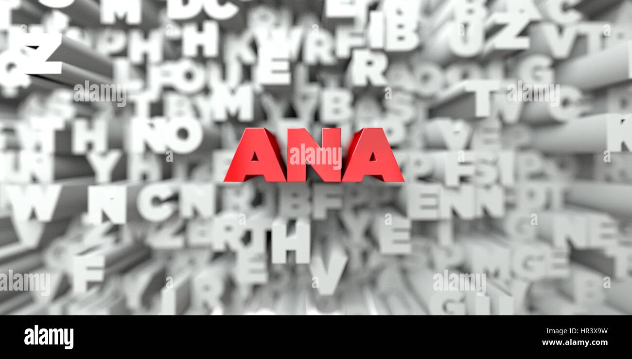 ANA - Red text on typography background - 3D rendered royalty free ...