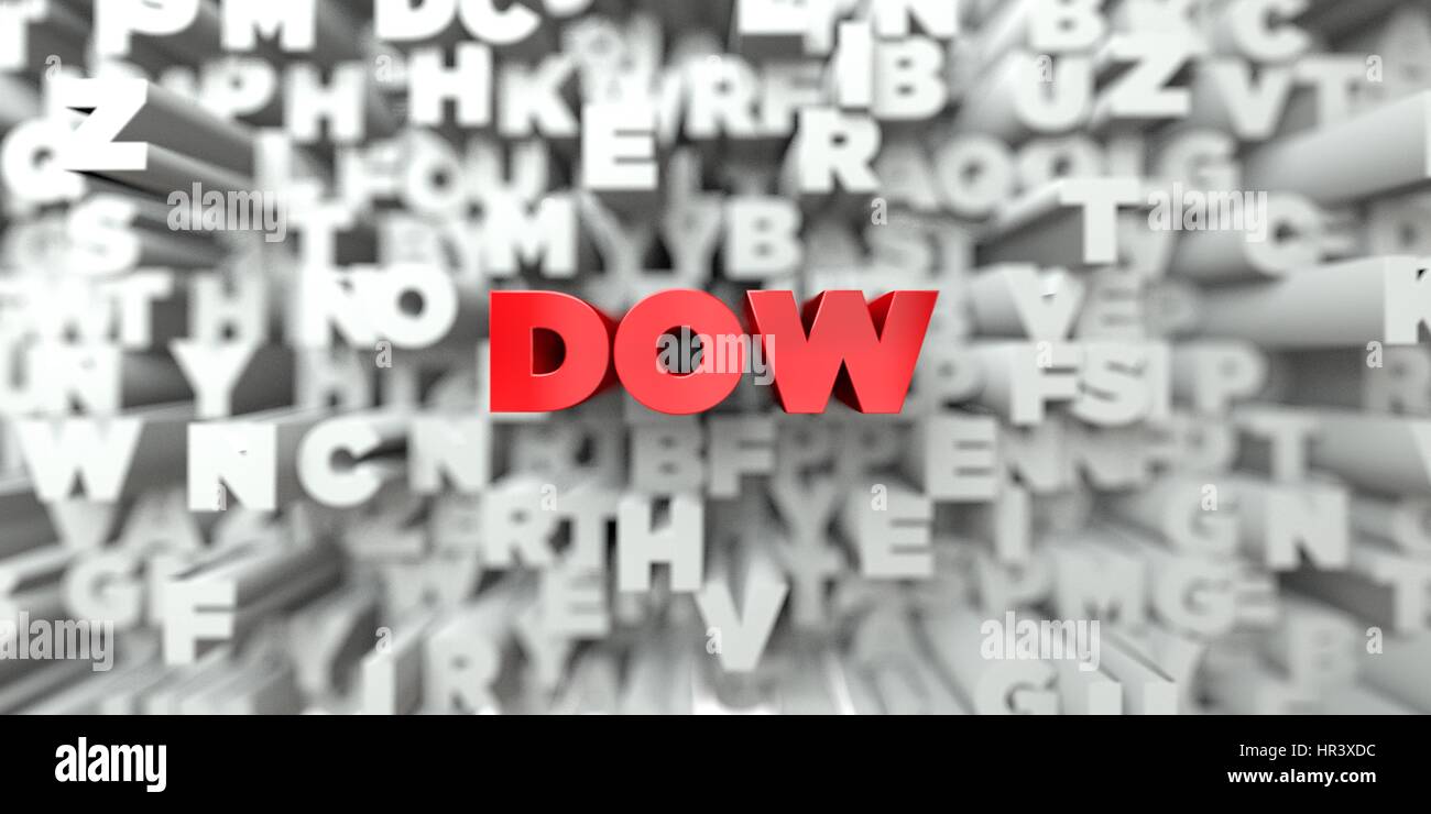 DOW - Red text on typography background - 3D rendered royalty free ...