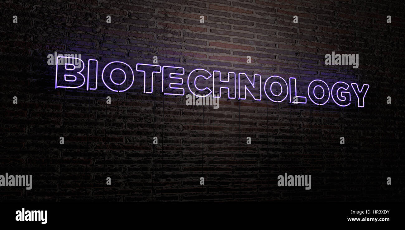 BIOTECHNOLOGY -Realistic Neon Sign on Brick Wall background - 3D ...