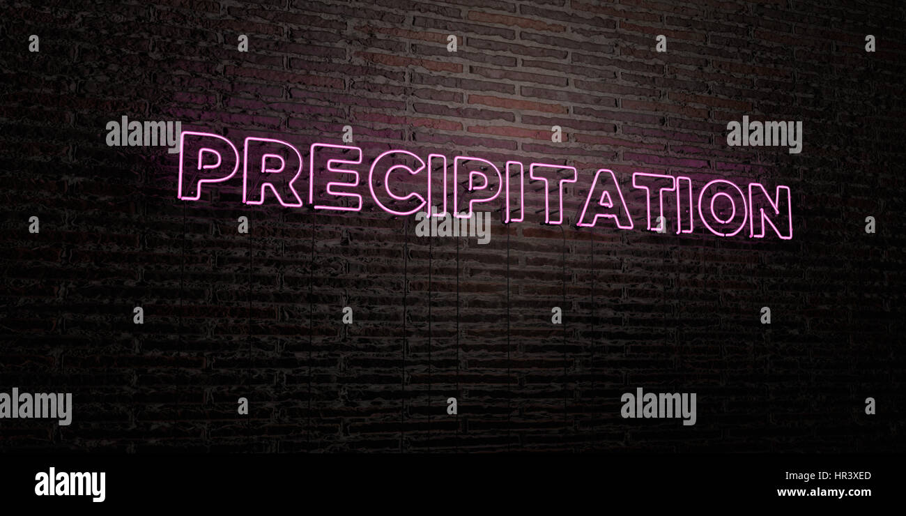 PRECIPITATION -Realistic Neon Sign on Brick Wall background - 3D ...