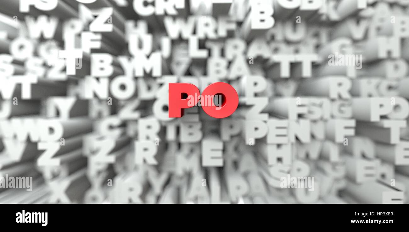 PO - Red text on typography background - 3D rendered royalty free stock ...