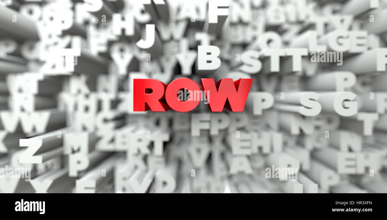 ROW - Red text on typography background - 3D rendered royalty free ...