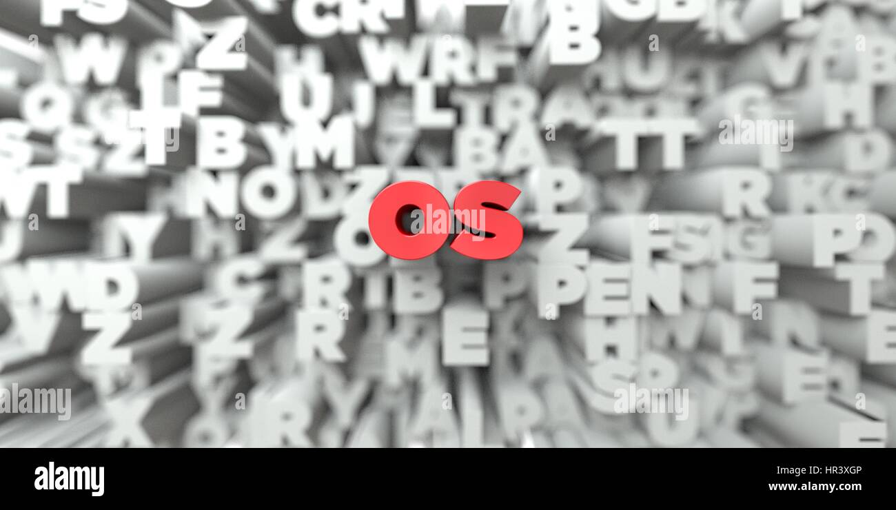 OS - Red text on typography background - 3D rendered royalty free stock ...