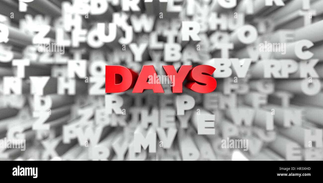 DAYS - Red text on typography background - 3D rendered royalty free ...
