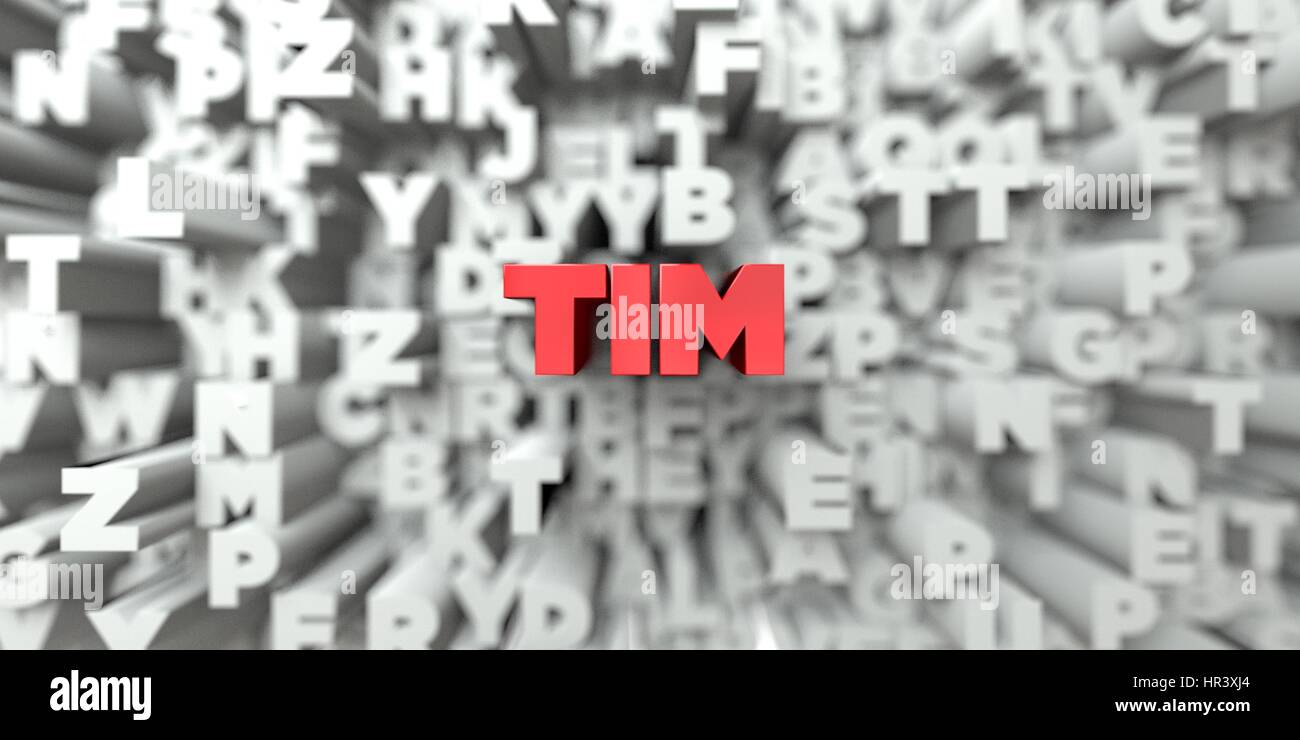 TIM - Red text on typography background - 3D rendered royalty free ...