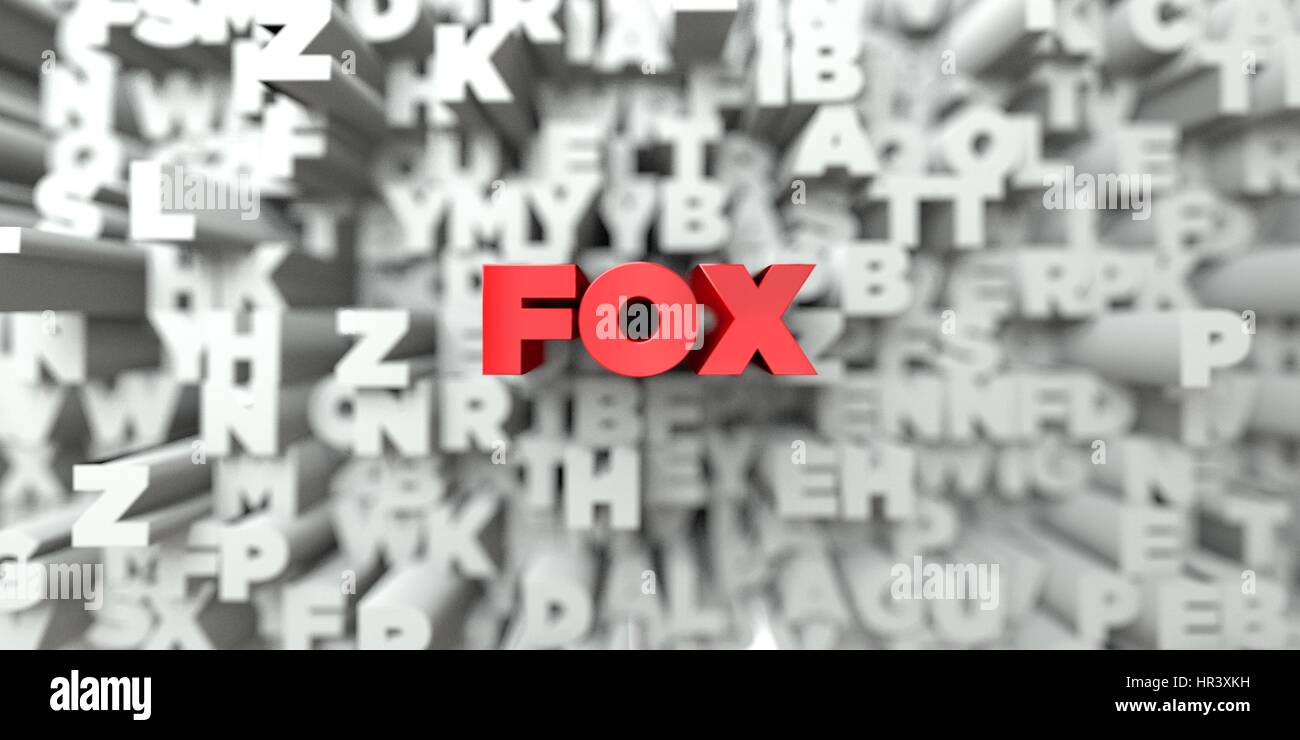 FOX - Red text on typography background - 3D rendered royalty free ...
