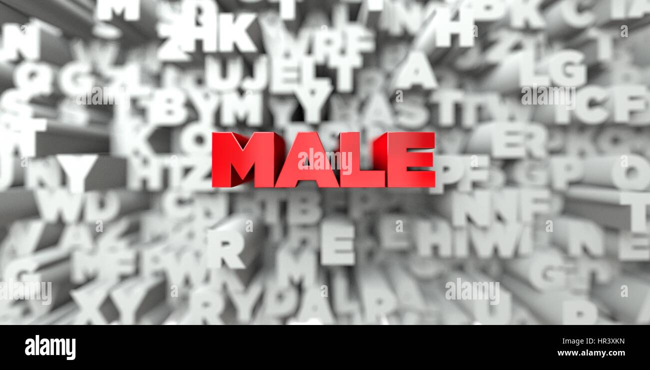 MALE - Red text on typography background - 3D rendered royalty free ...