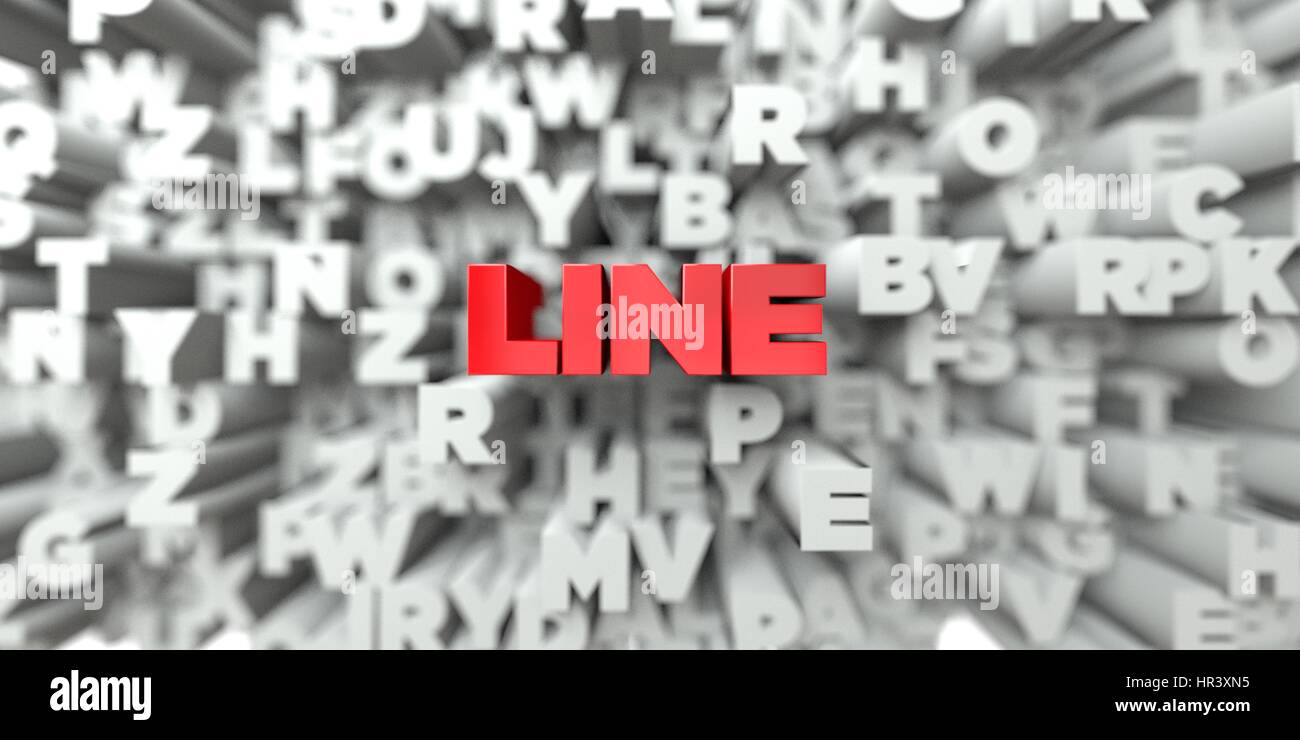 LINE - Red text on typography background - 3D rendered royalty free ...
