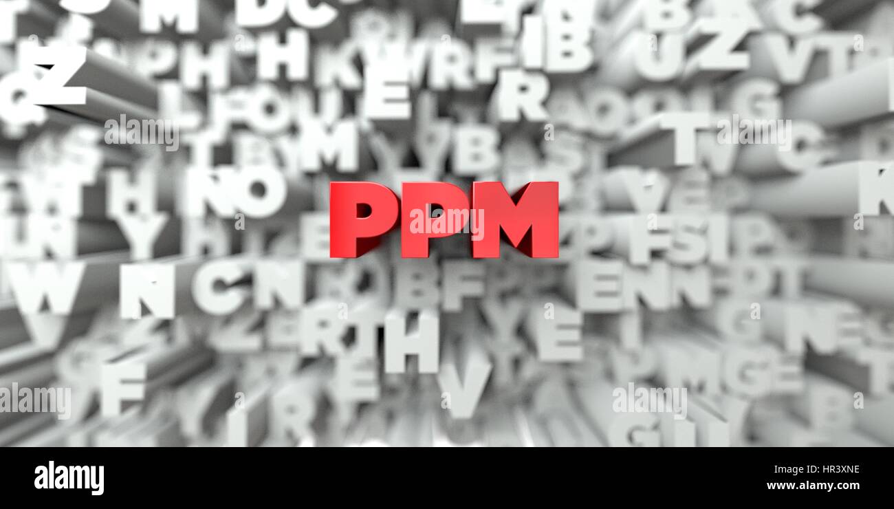 PPM - Red text on typography background - 3D rendered royalty free ...
