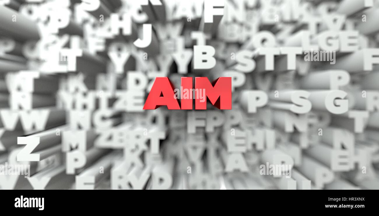 AIM - Red text on typography background - 3D rendered royalty free ...