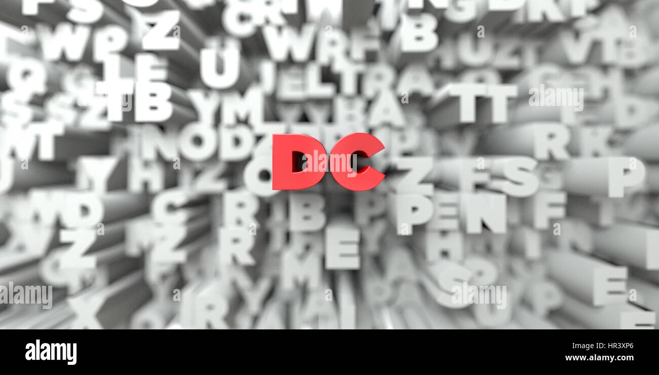DC - Red text on typography background - 3D rendered royalty free stock ...