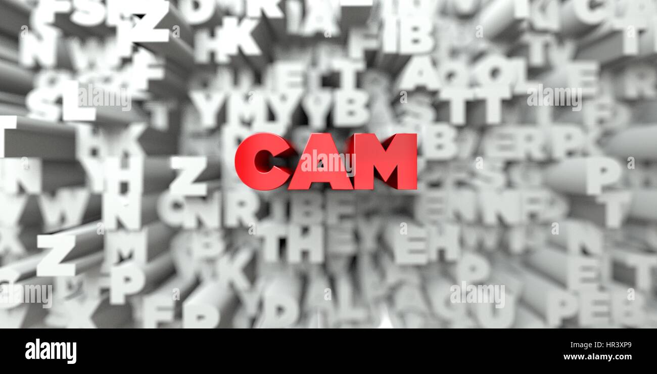 CAM - Red text on typography background - 3D rendered royalty free ...