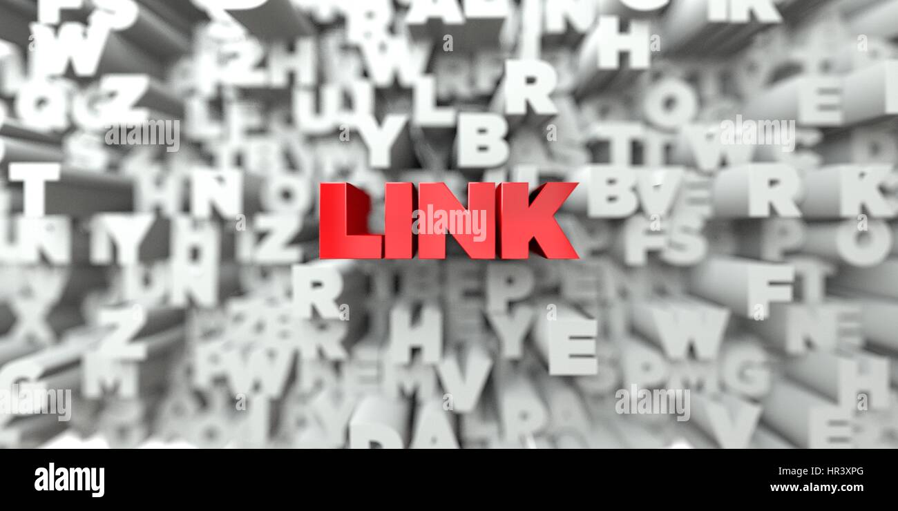 LINK - Red text on typography background - 3D rendered royalty free ...