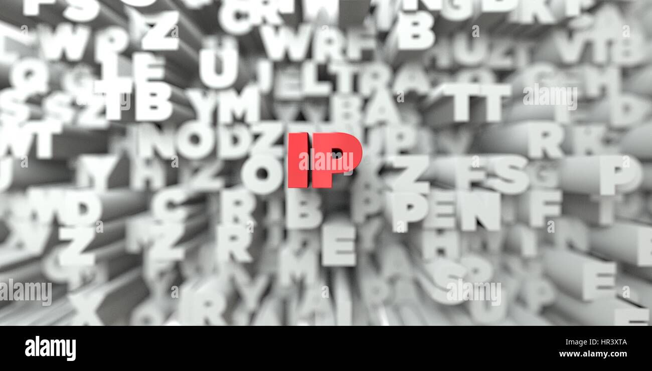IP - Red text on typography background - 3D rendered royalty free stock ...
