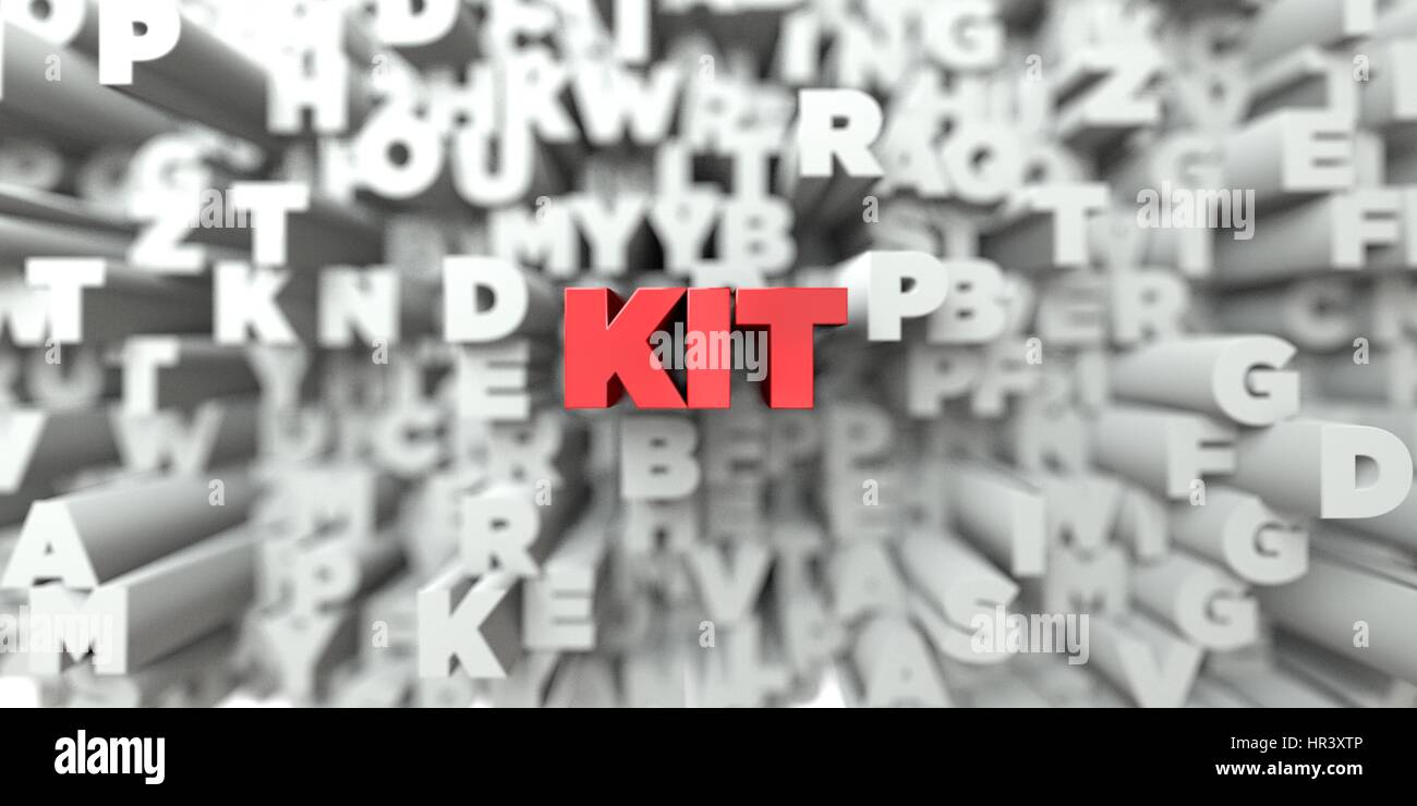 KIT - Red text on typography background - 3D rendered royalty free ...