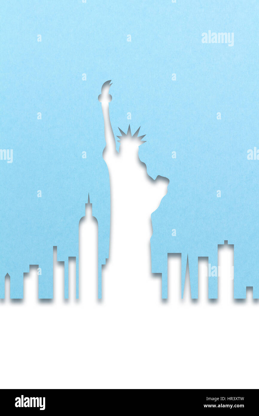 Creative 4th of July concept photo of New York city made of paper on ...