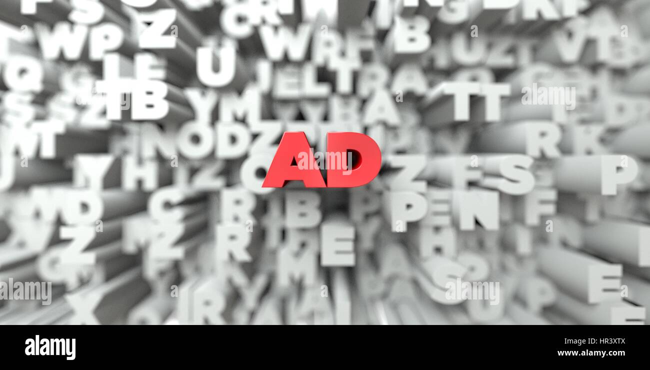 AD - Red text on typography background - 3D rendered royalty free stock ...