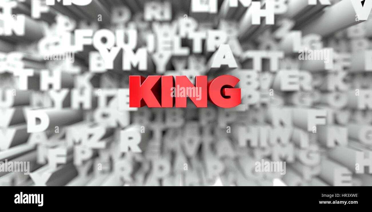 KING - Red text on typography background - 3D rendered royalty free ...