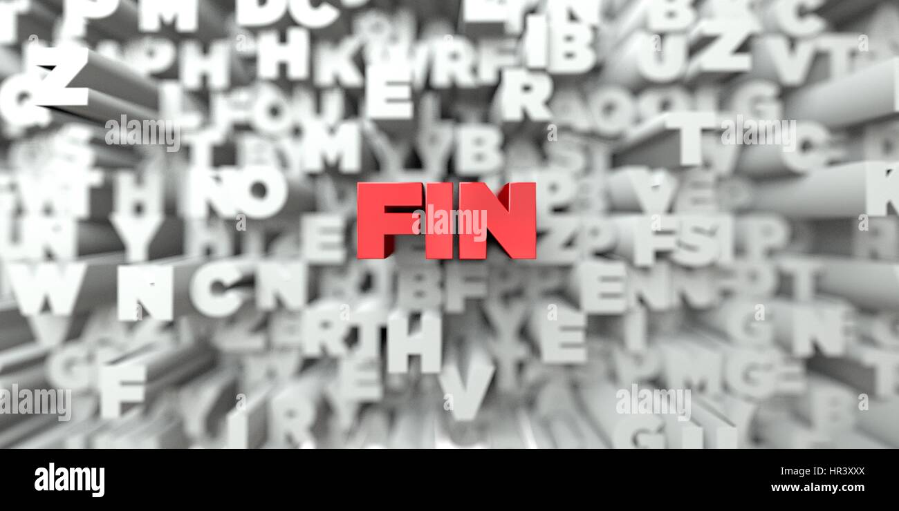 FIN - Red text on typography background - 3D rendered royalty free ...