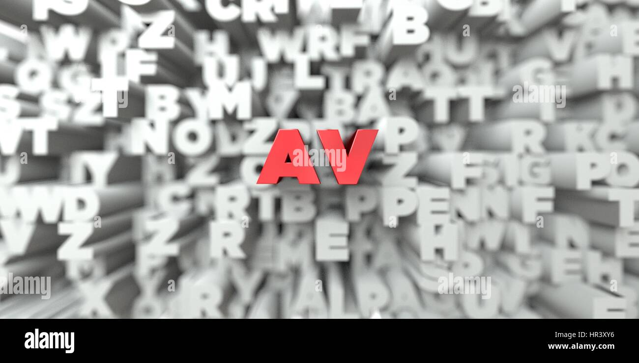AV - Red text on typography background - 3D rendered royalty free stock ...