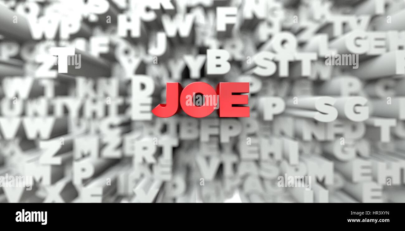 JOE - Red text on typography background - 3D rendered royalty free ...