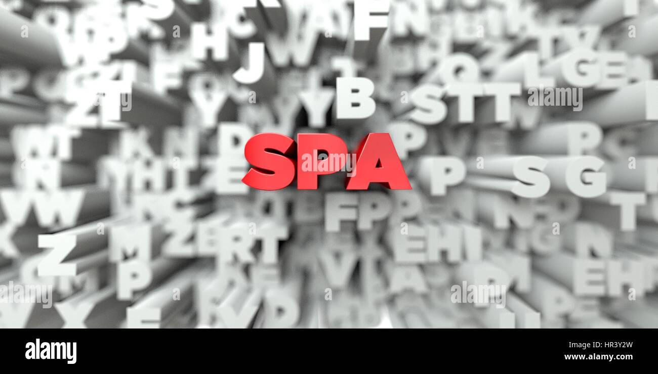 SPA - Red text on typography background - 3D rendered royalty free ...