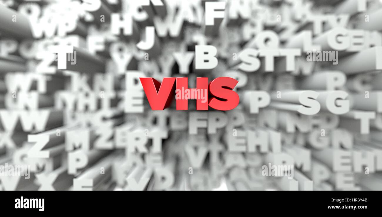 VHS - Red text on typography background - 3D rendered royalty free ...
