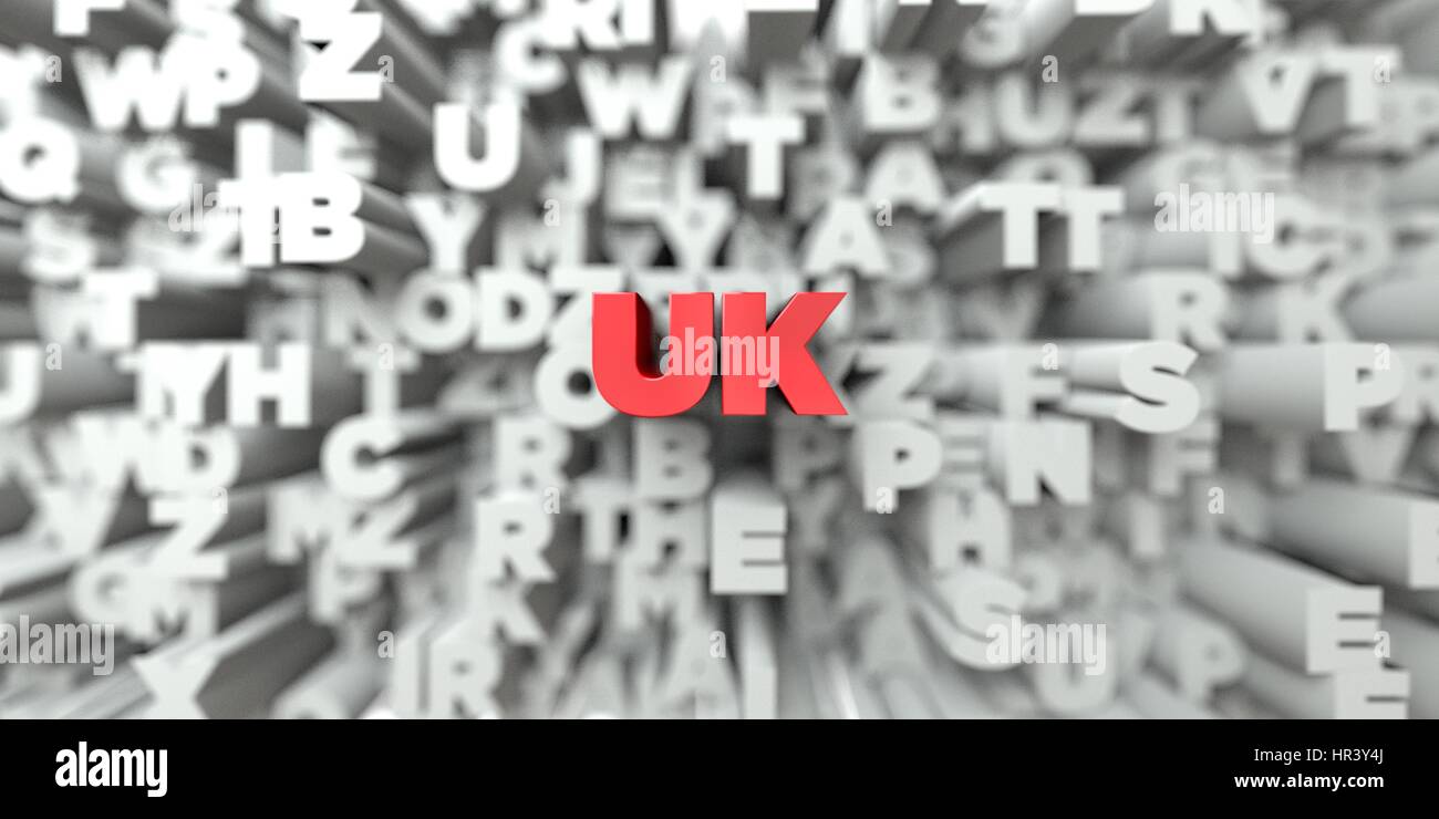 UK - Red text on typography background - 3D rendered royalty free stock ...