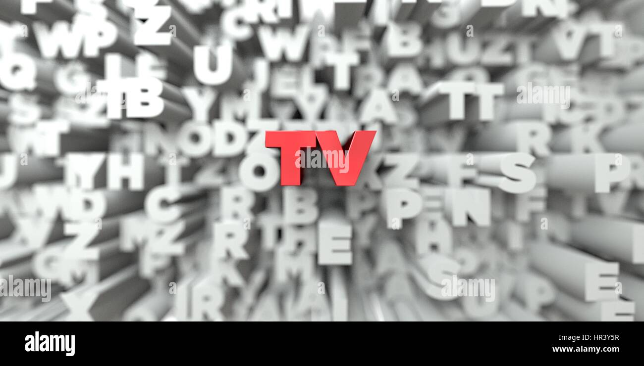 TV - Red text on typography background - 3D rendered royalty free stock ...