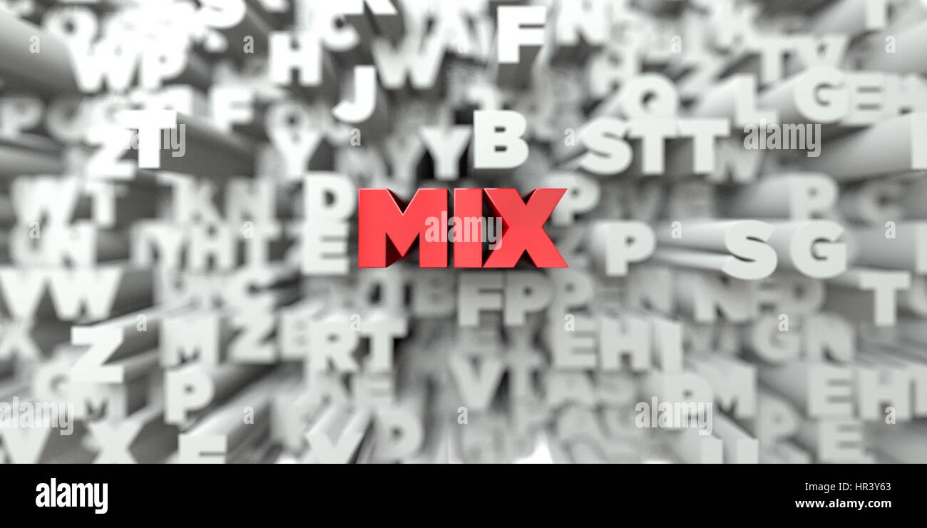 MIX - Red text on typography background - 3D rendered royalty free ...