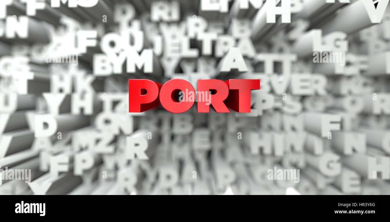 PORT - Red text on typography background - 3D rendered royalty free ...