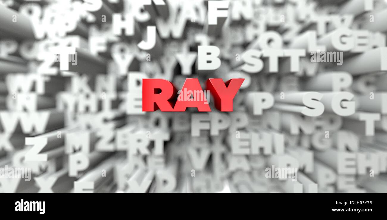 RAY - Red text on typography background - 3D rendered royalty free ...