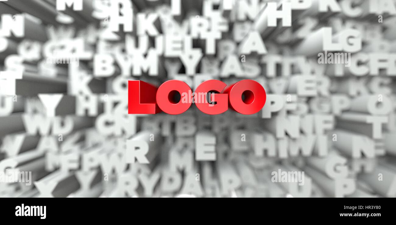 LOGO - Red text on typography background - 3D rendered royalty free ...