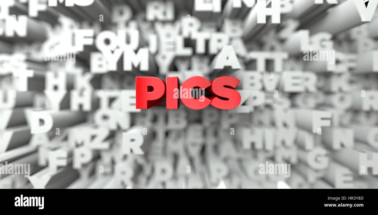 PICS - Red text on typography background - 3D rendered royalty free ...