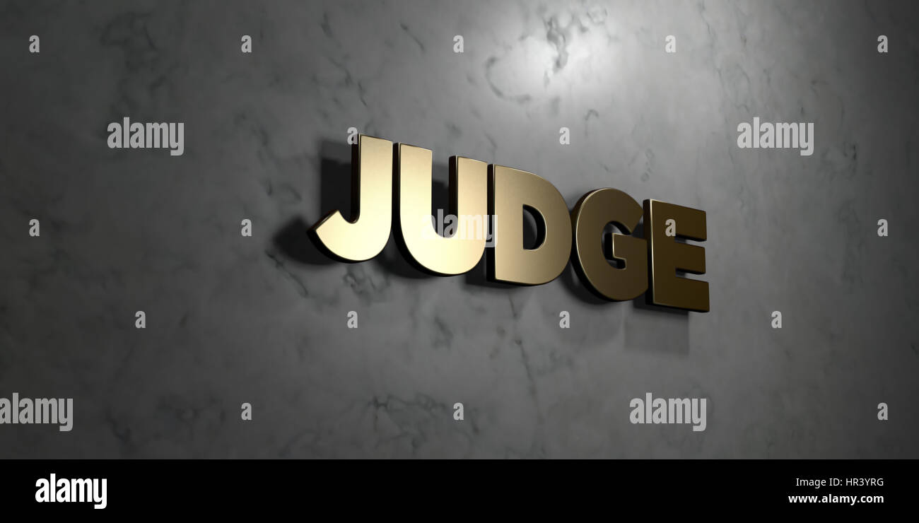 Judge - Gold sign mounted on glossy marble wall - 3D rendered royalty ...