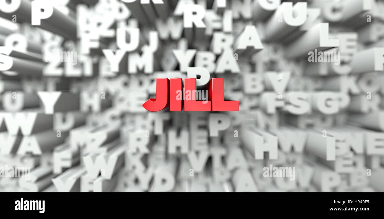JILL - Red text on typography background - 3D rendered royalty free ...