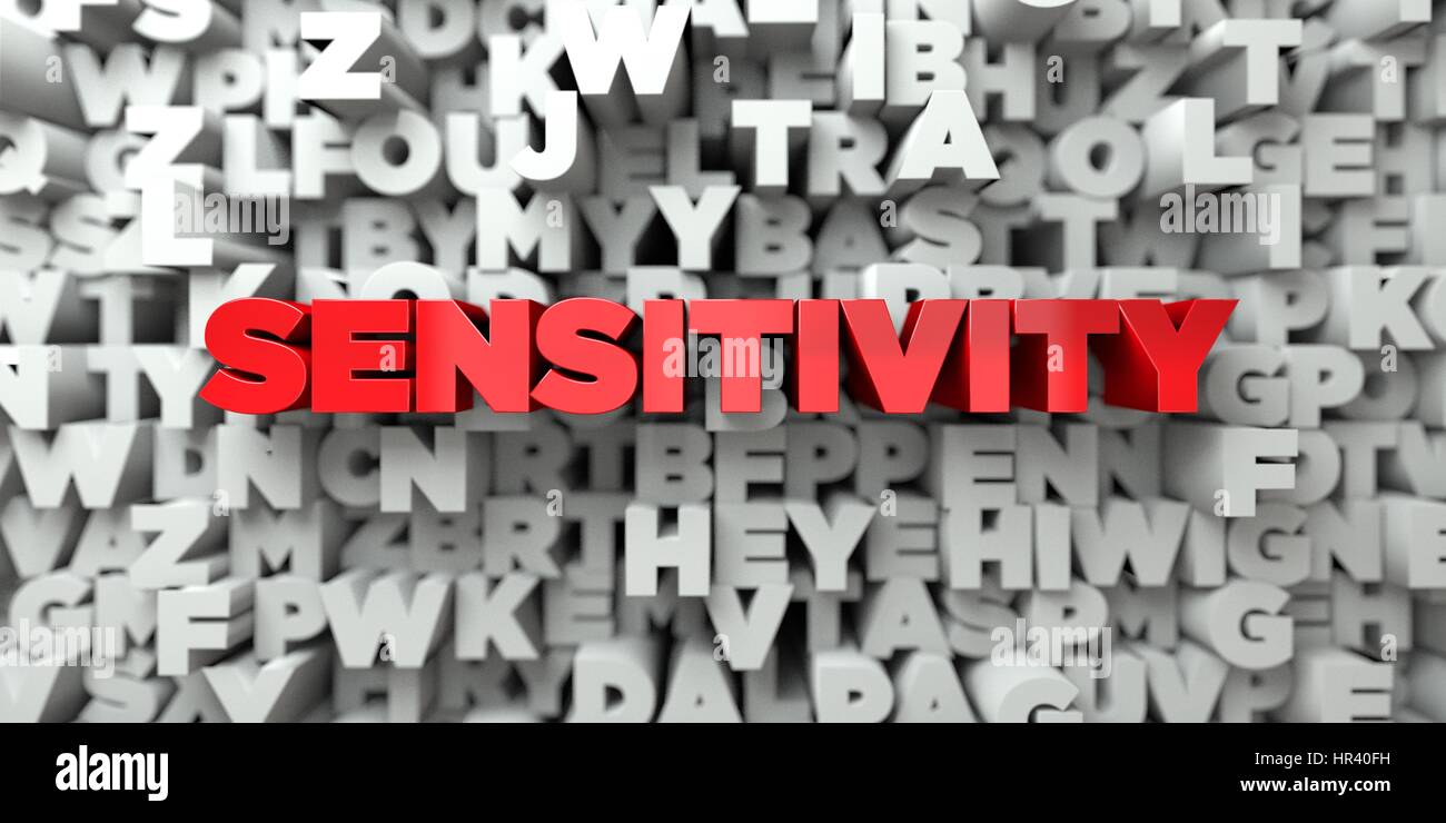 SENSITIVITY - Red text on typography background - 3D rendered royalty ...