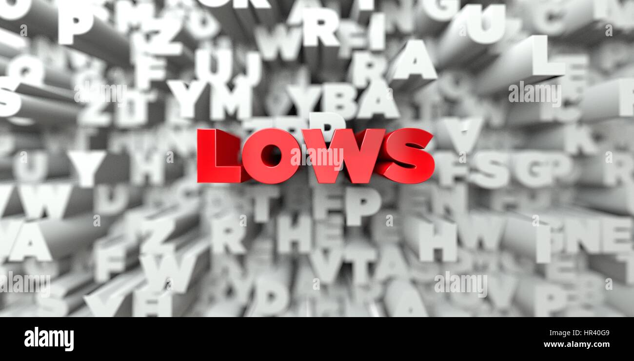 LOWS - Red text on typography background - 3D rendered royalty free ...