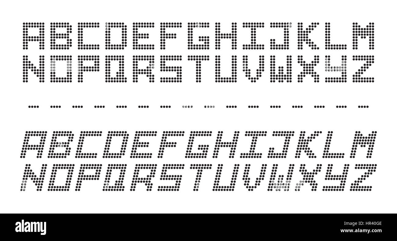 A dot code alphabet in capitals and in italics isolated on a white ...