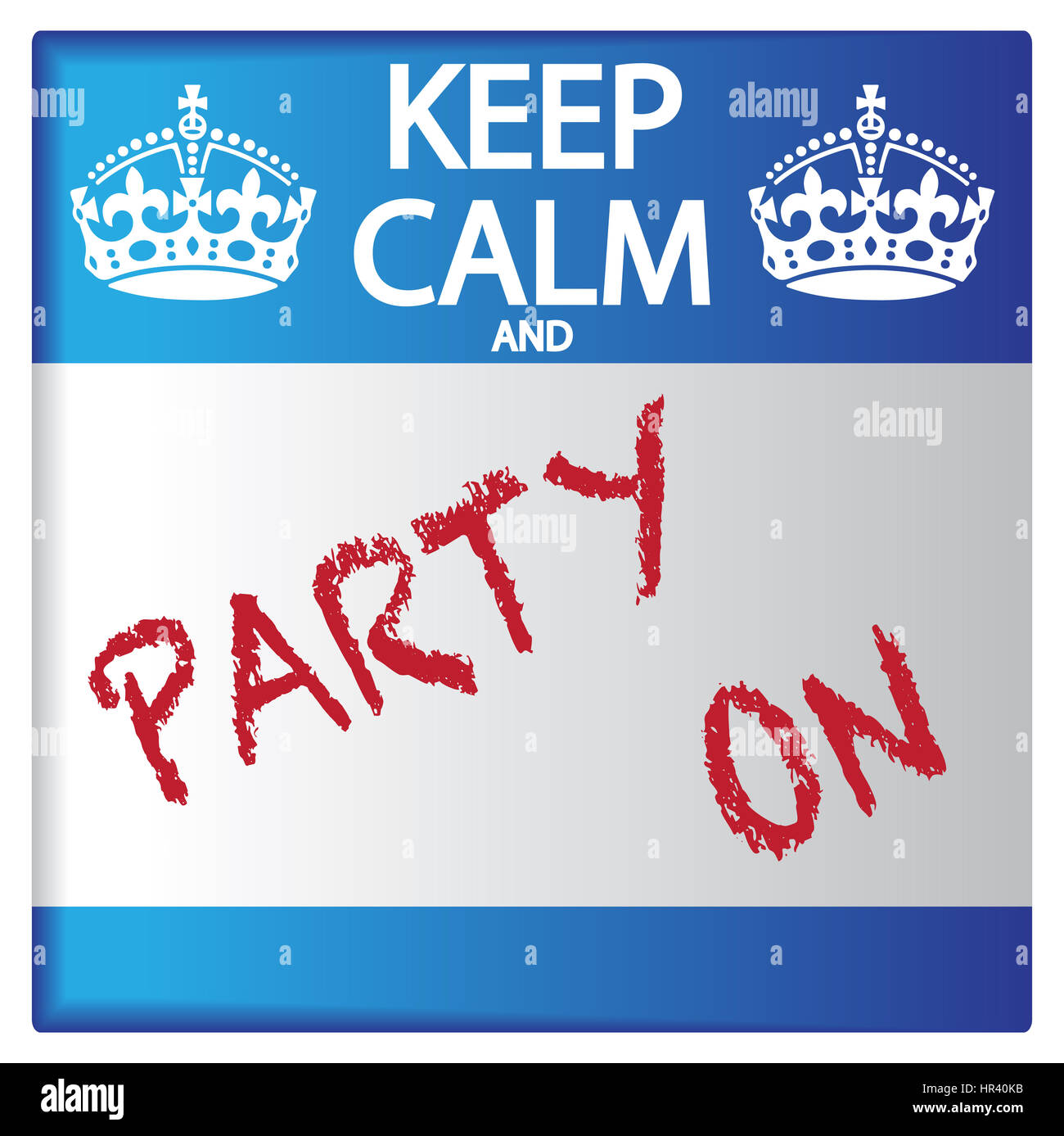 A keep calm and party on sticker isolated on a white background Stock ...