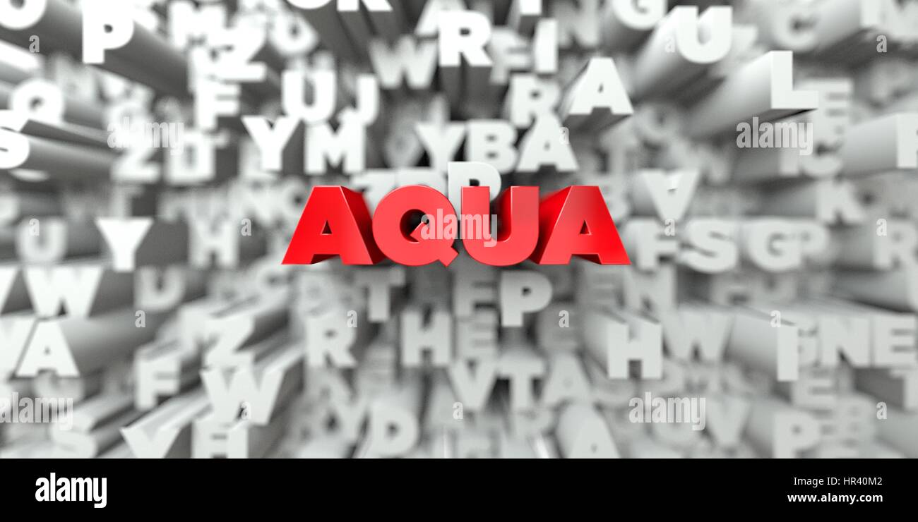 AQUA - Red text on typography background - 3D rendered royalty free ...
