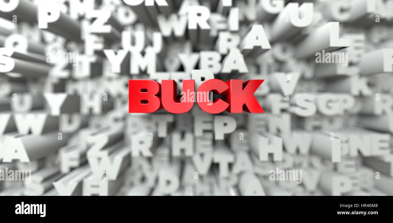 BUCK - Red text on typography background - 3D rendered royalty free ...