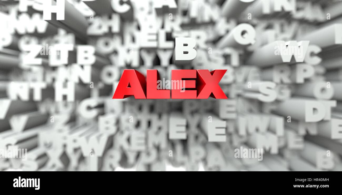 ALEX - Red text on typography background - 3D rendered royalty free ...