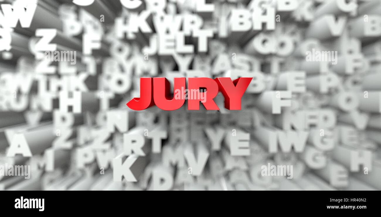 JURY - Red text on typography background - 3D rendered royalty free ...