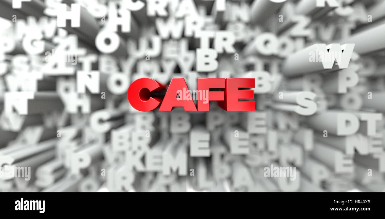 CAFE - Red text on typography background - 3D rendered royalty free ...