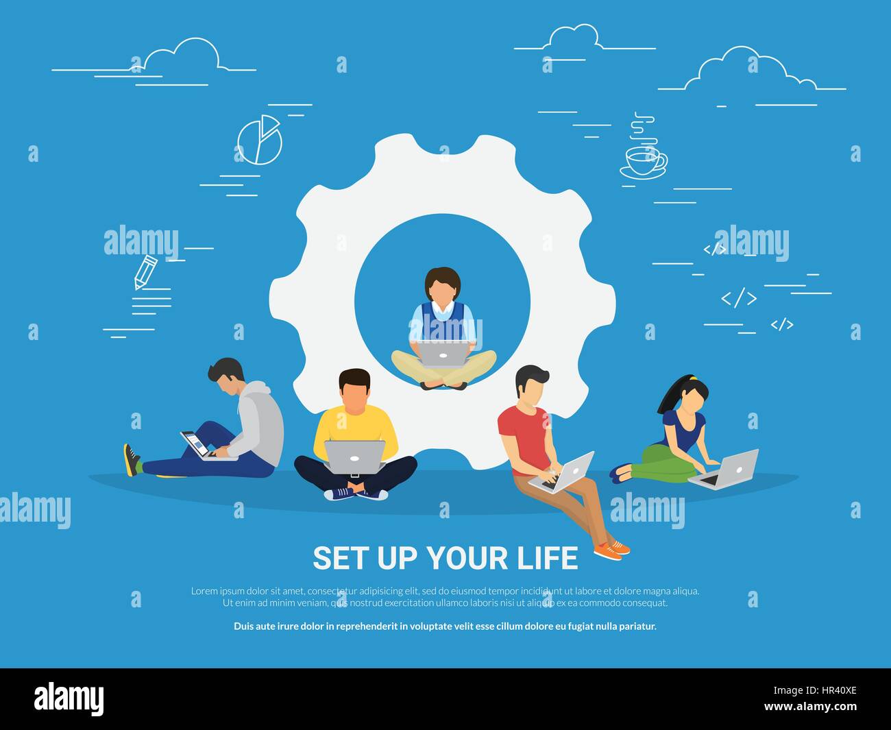 Set up your life concept illustration of business people Stock Vector ...