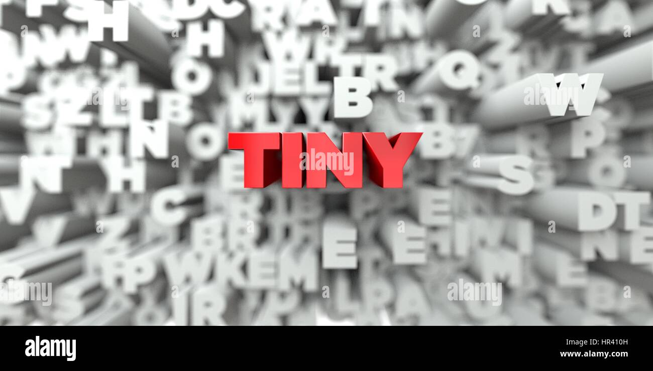 TINY - Red text on typography background - 3D rendered royalty free ...