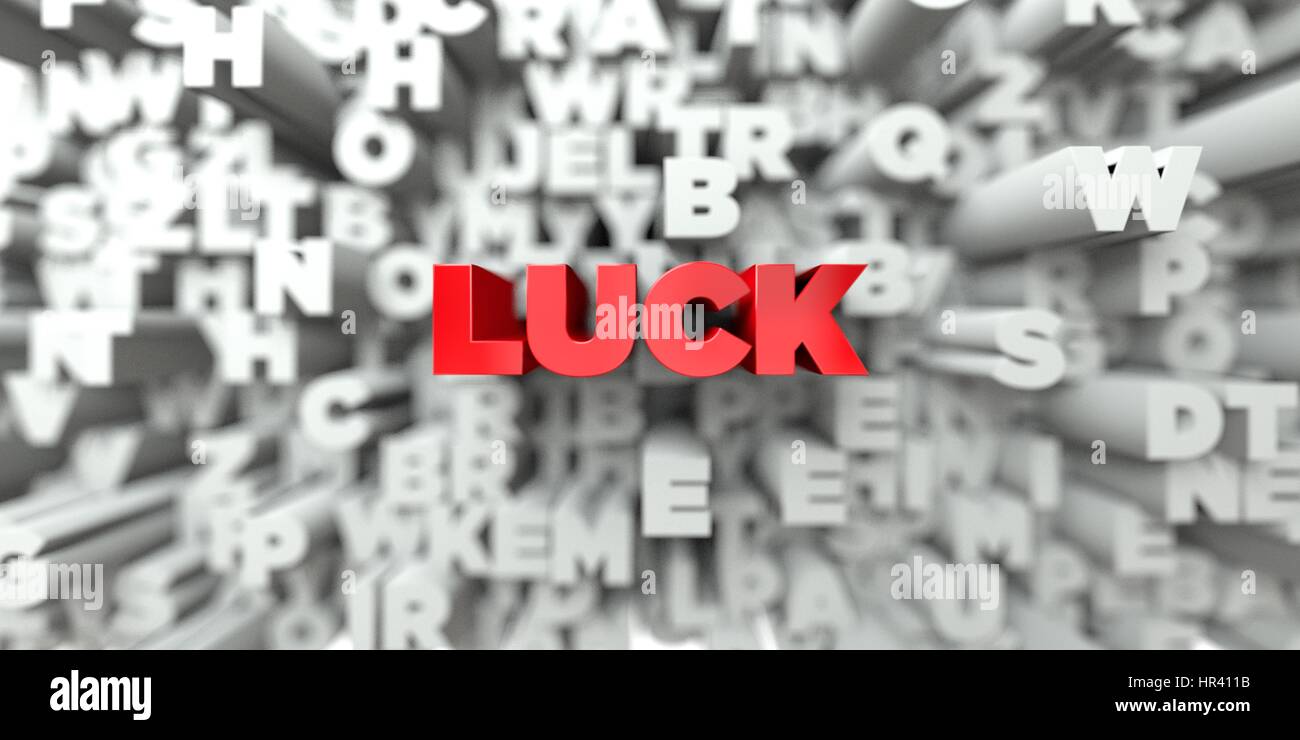 LUCK - Red text on typography background - 3D rendered royalty free ...