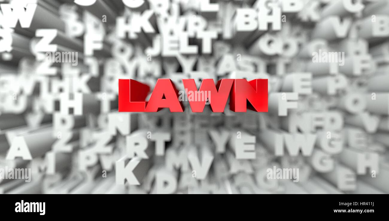 LAWN - Red text on typography background - 3D rendered royalty free ...