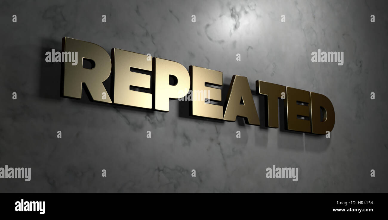 Repeated - Gold sign mounted on glossy marble wall - 3D rendered ...